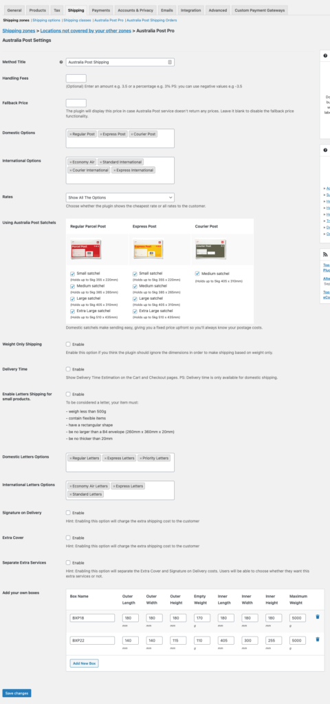 Australia Post Zone Settings - WPRuby